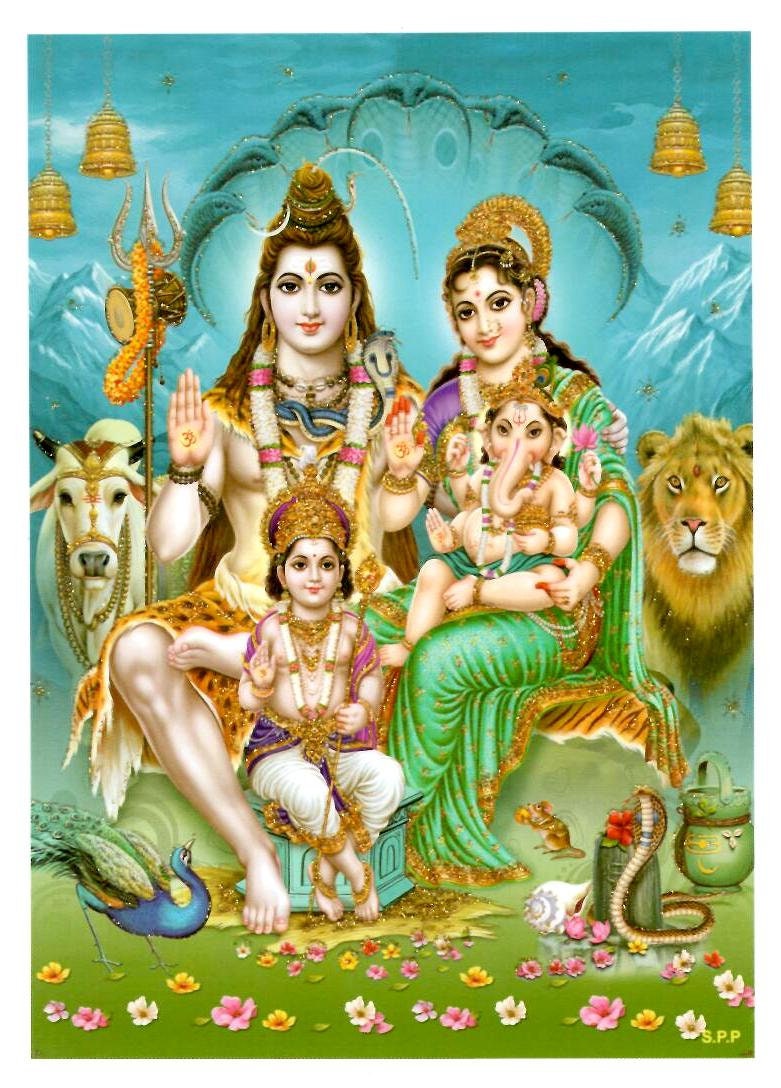 Lord Shiv Parvati Ganesh Kartikay Shiv Parivar Poster Home Office ...