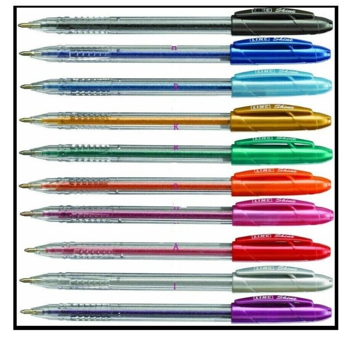 Glitter Gel Pens Sparkled Shine Neon Metallic Pearlised Rubber Grip Red ...