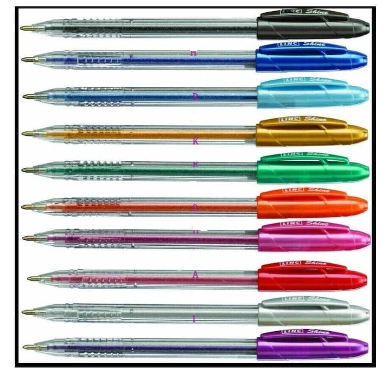Glitter Gel Pens Sparkled Shine Neon Metallic Pearlised Rubber Grip Red ...