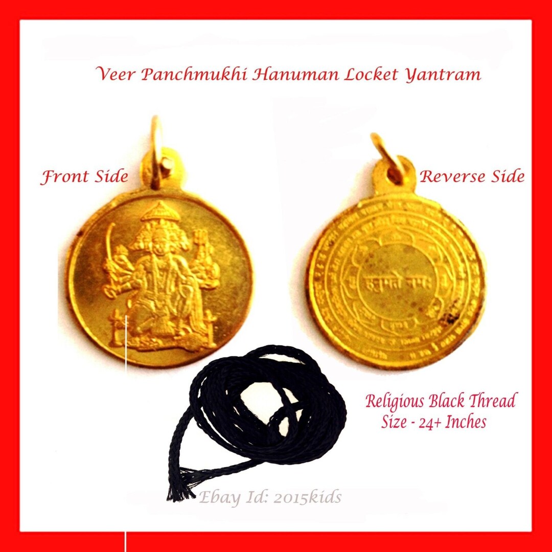 Veer Panchmukhi Hanuman Yantra Pendant - Locket + Black Thread Hindu ...