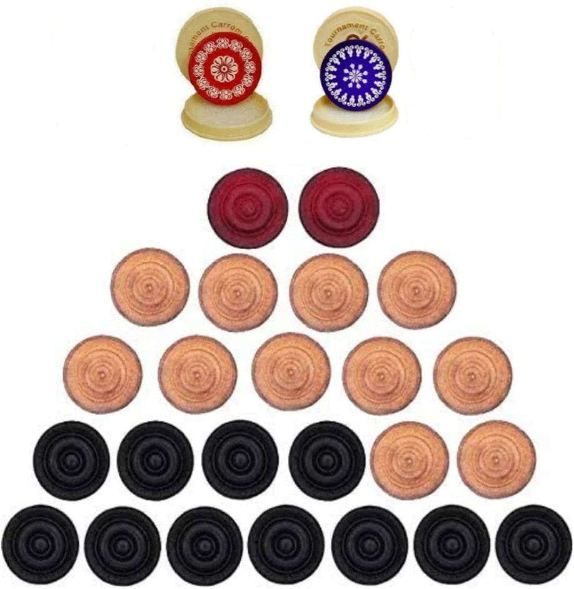 Carrom Board Wooden Coins & Tournament Striker Professional Set 24 ...