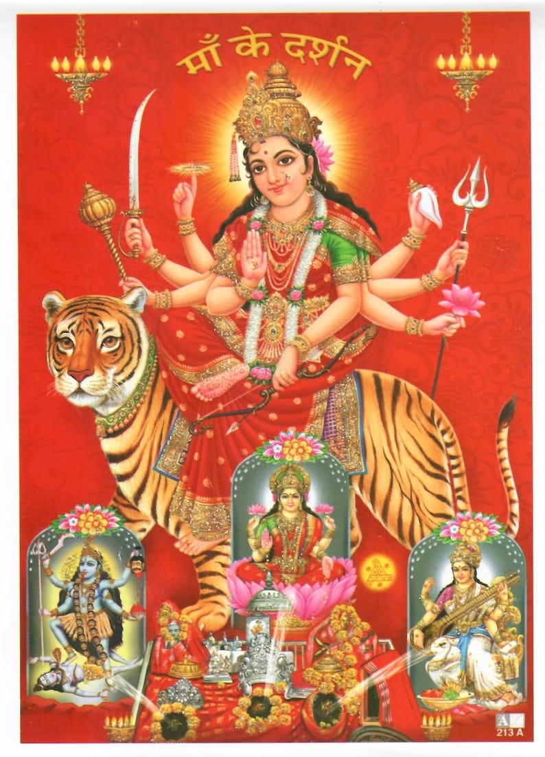 Maa Durga Saptshati Sherawali Vaishno Devi Poster Home Office Temple - Etsy