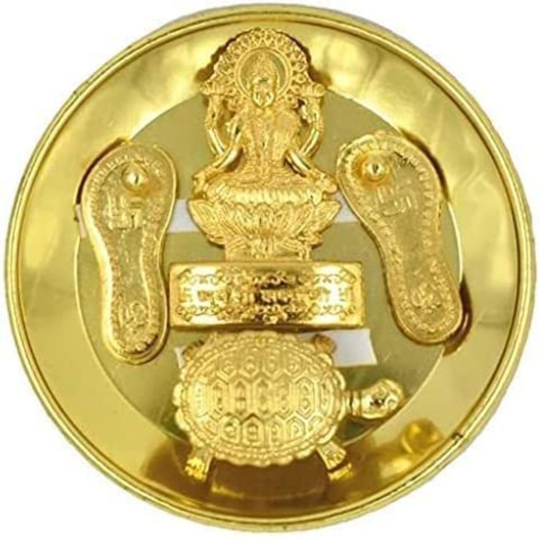 Sri Mahalakshmi Charan Paduka + Tortoise +plate + Laxmi Idol Diwali ...