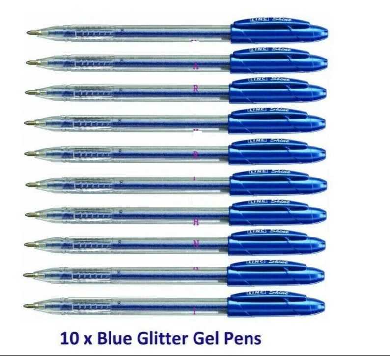 Glitter Gel Pens Sparkled Shine Neon Metallic Pearlised Rubber Grip Red ...