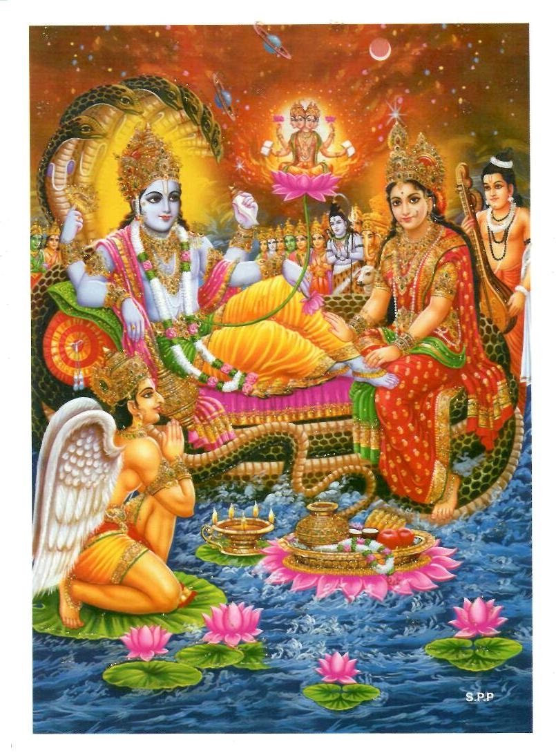 Sri Sri Vishnu Laxmi Lakshmi Poster Diwali Poojan Home Office Temple ...