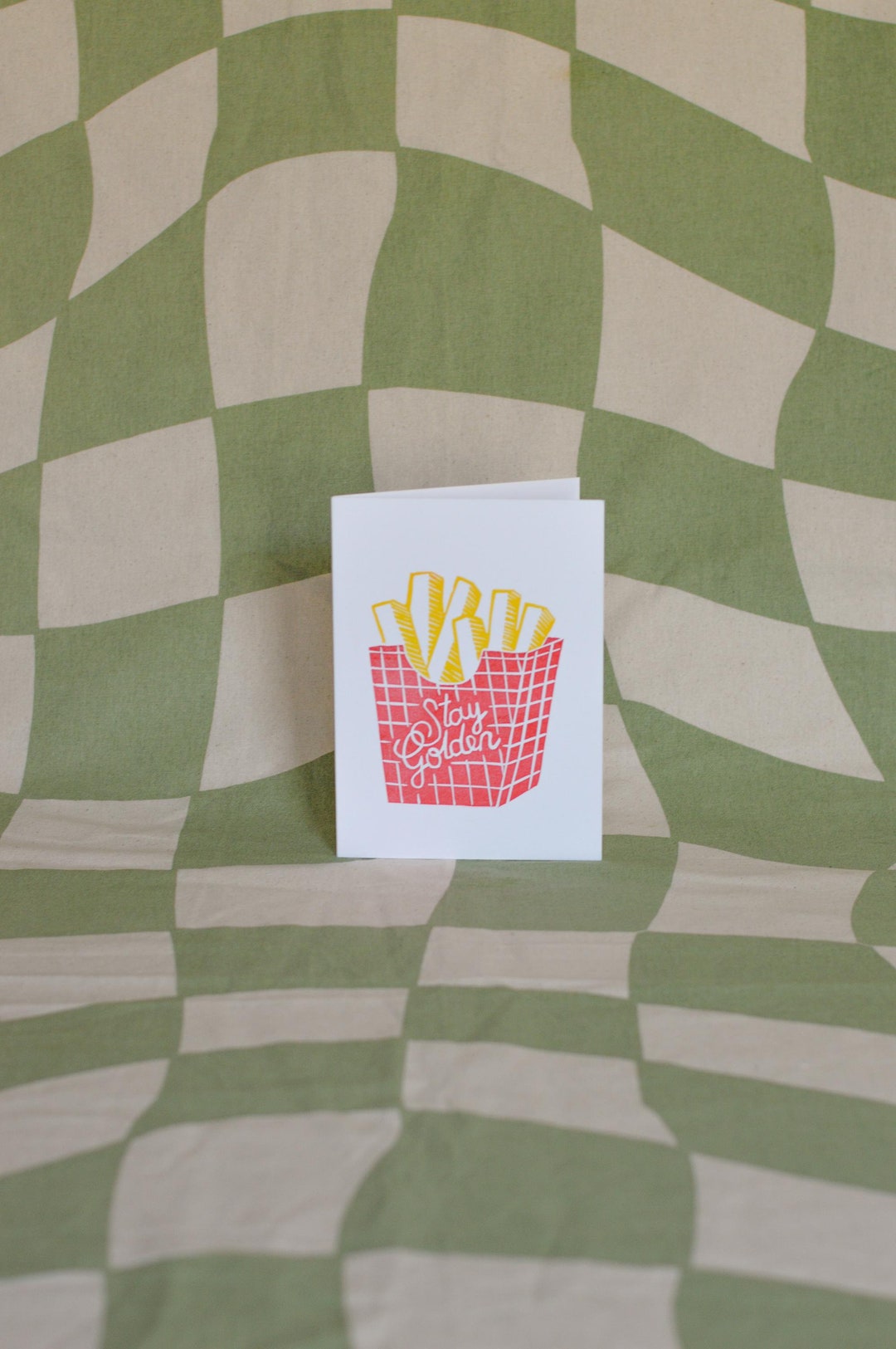 Stay Golden | French Fries Card | Lino Printed Greeting Card | Original ...
