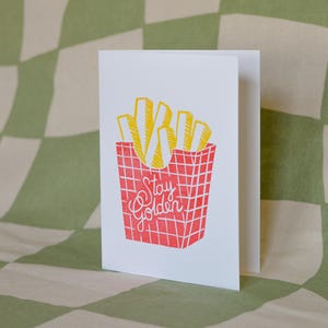 Stay Golden | French Fries Card | Lino Printed Greeting Card | Original ...