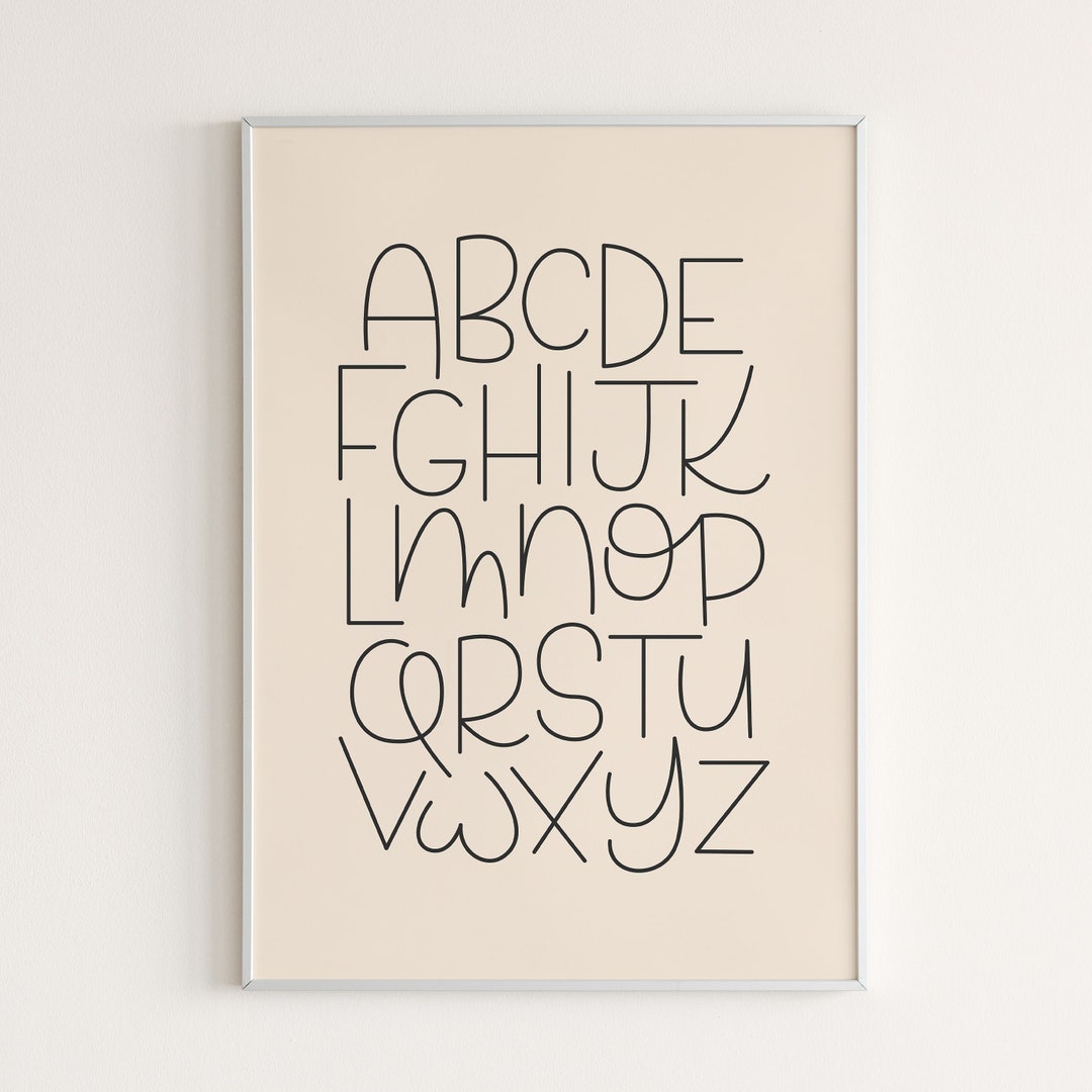 Black Alphabet Print - Digital Download, Alphabet Poster, ABC Wall Art ...