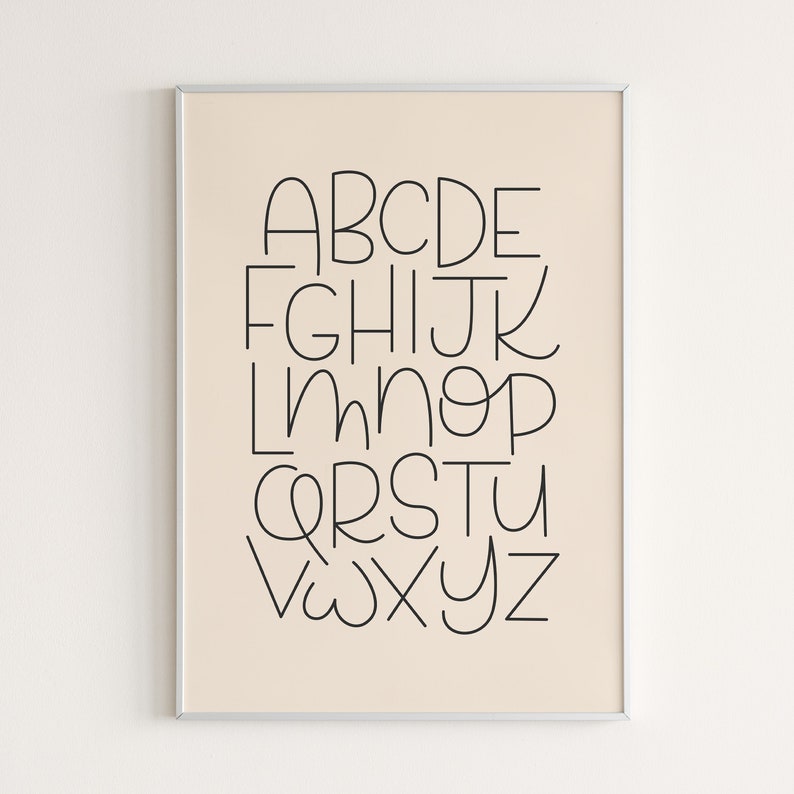 Black Alphabet Print - Digital Download, Alphabet Poster, ABC Wall Art ...