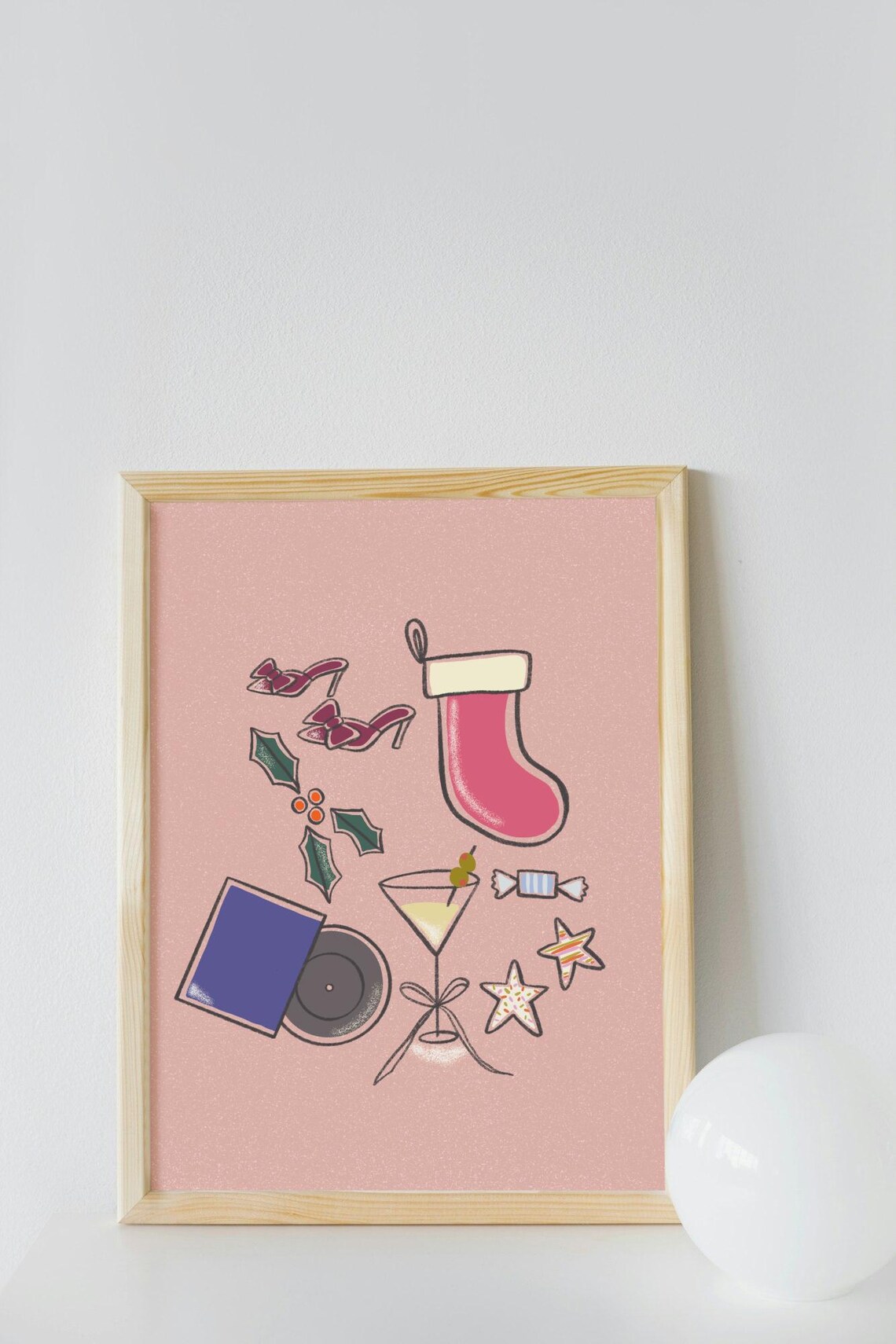 Retro Christmas Art Print (1 of 2) - Colorful Christmas Print, Wall Art ...