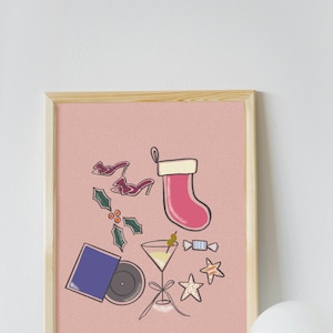 Retro Christmas Art Print (1 of 2) - Colorful Christmas Print, Wall Art ...