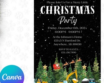Construction Christmas Party Invitation: Editable Canva Template ...