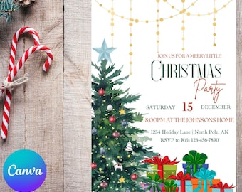 Editable Christmas Party Invitation, Editable Canva Template, Digital ...