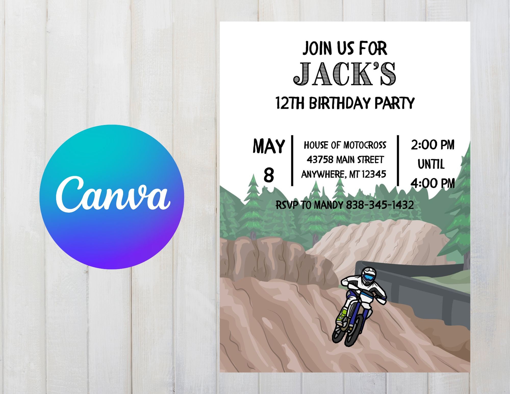 Dirt Bike Birthday Invitation, Motocross Birthday Invitation, Editable ...