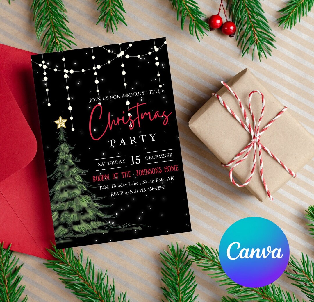 Editable Christmas Party Invitation Template, Christmas Tree Party ...