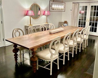 Custom Balled Turned Leg Table, Chunky Balled Farmhouse Table, Large ...