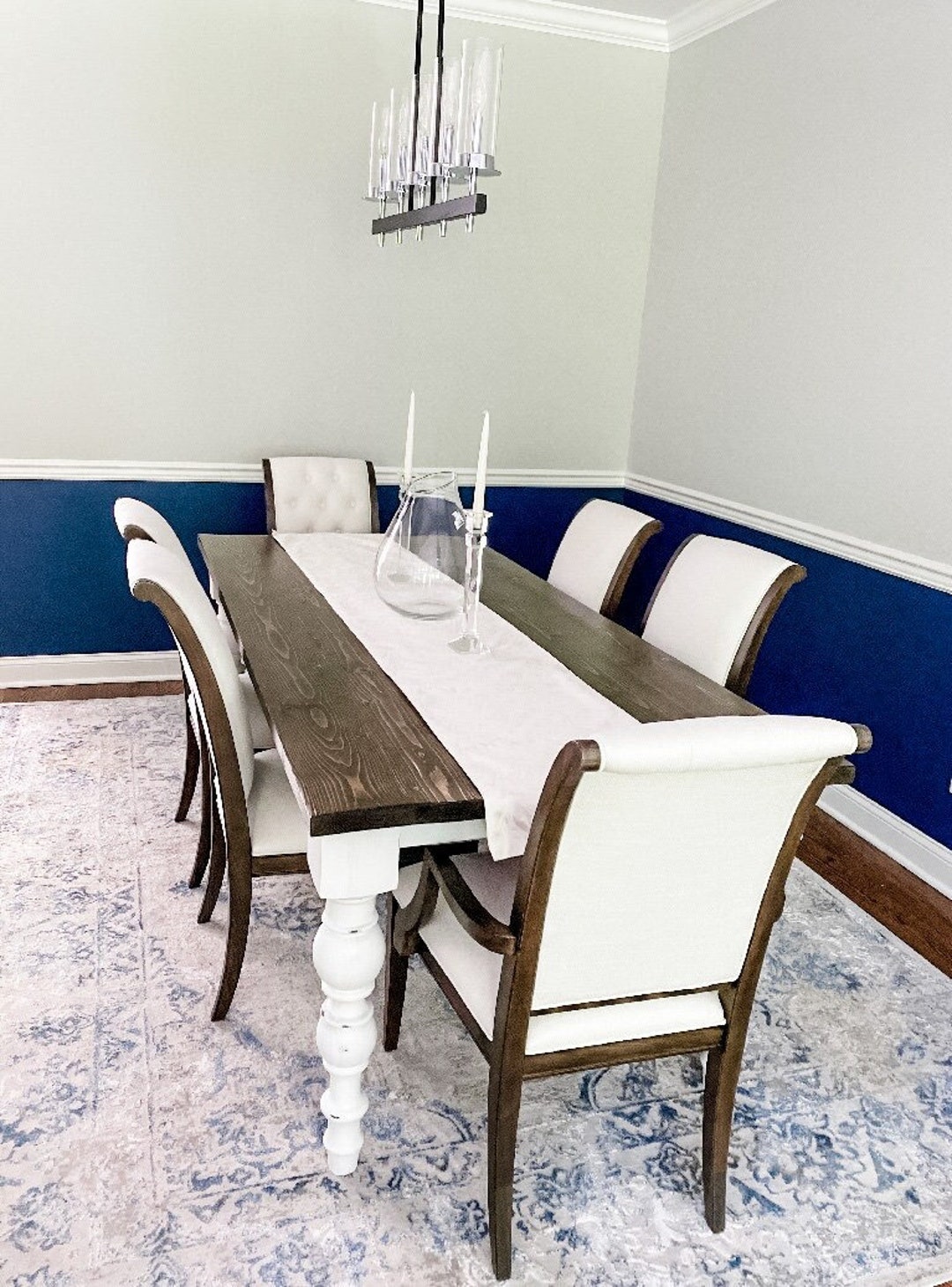 Modern Chunky Balled Farmhouse Table, Large Turned Leg Table, Custom ...