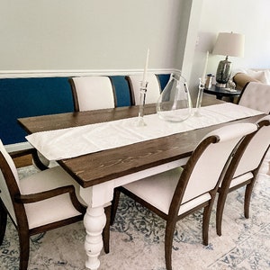 Modern Chunky Balled Farmhouse Table, Large Turned Leg Table, Custom ...