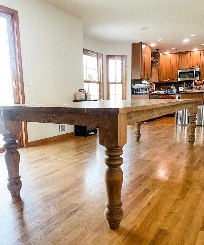 Custom Ash Hardwood Table, Turned Leg Table, Natural Wood Farm Table ...