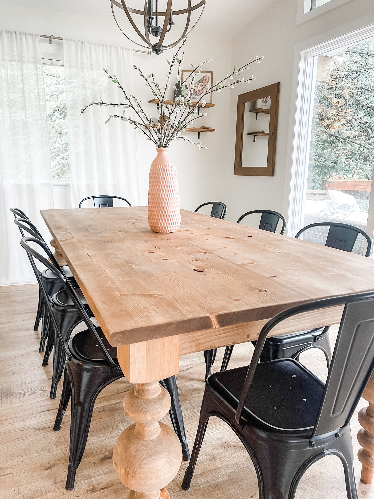 Large Turned Leg Table, Chunky Balled Farmhouse Table, Massive Modern ...