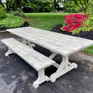 Whitewash Farmhouse Table, Shabby Chic Table, Distressed Farmhouse ...