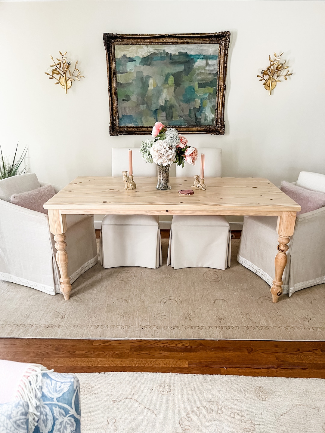 Natural Farmhouse Table, Rustic Farm Table, Farmhouse Dining Table ...
