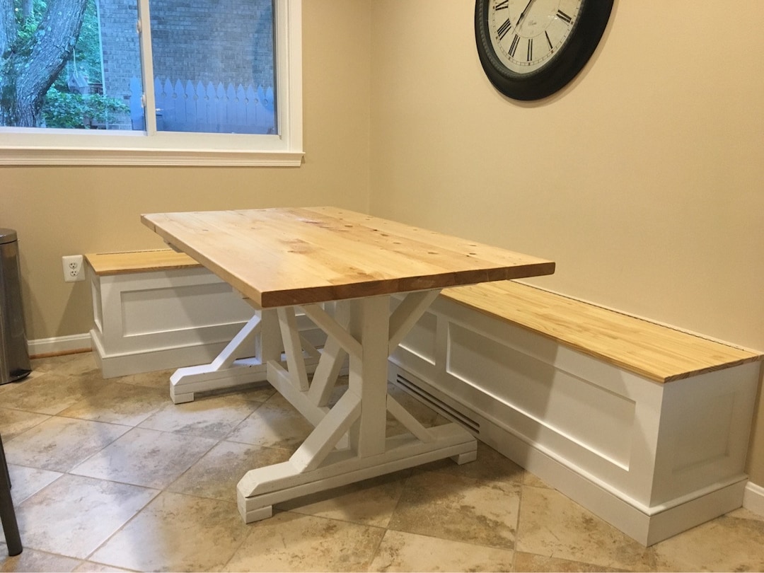 Rustic Modern Farm Table, Farmhouse Table, Trestle Table, White Chic ...