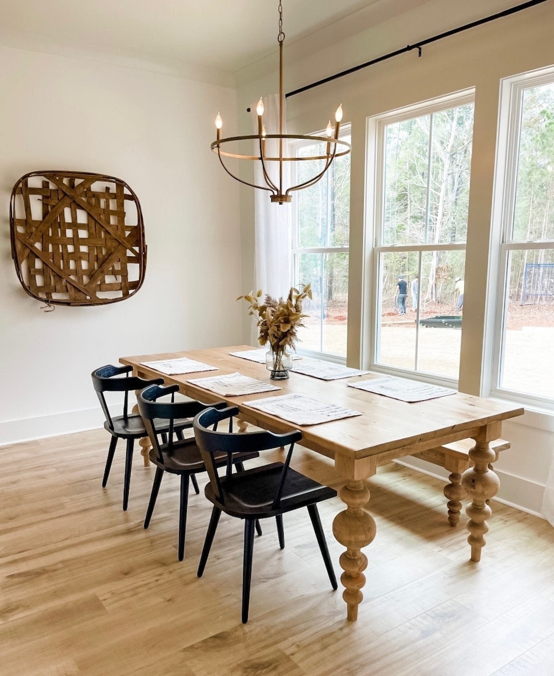 Chunky Balled Farmhouse Table, Large Turned Leg Table, Large Modern ...