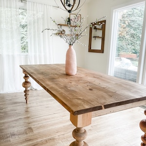 Large Turned Leg Table, Chunky Balled Farmhouse Table, Massive Modern ...