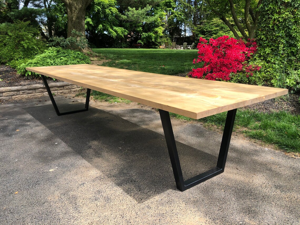 Farm Table With Metal Legs, Farmhouse Table, Metal Leg Farm Table ...