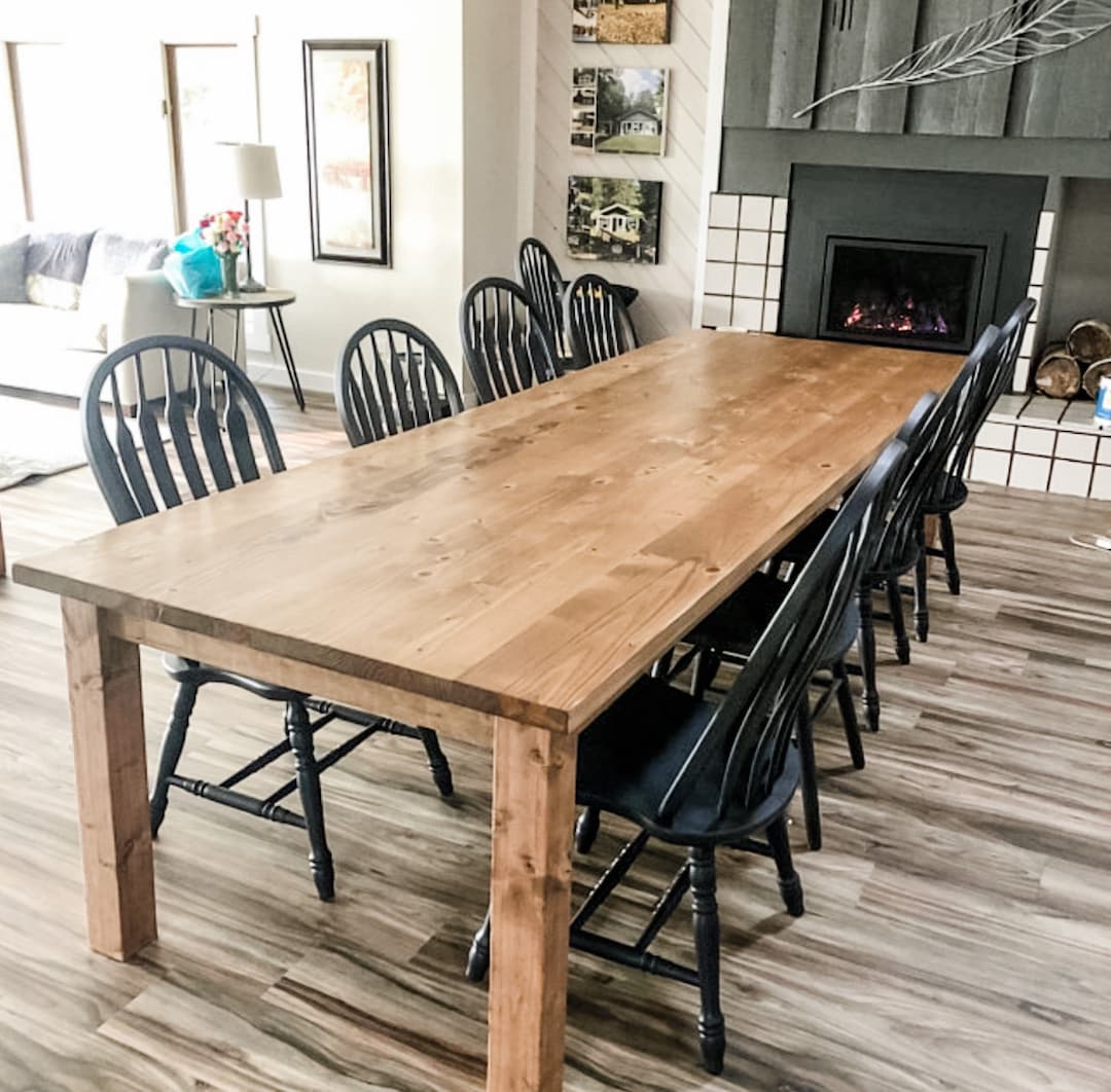 Parsons Table, Natural Wood Table, Large Farmhouse Table, Rustic Farm ...