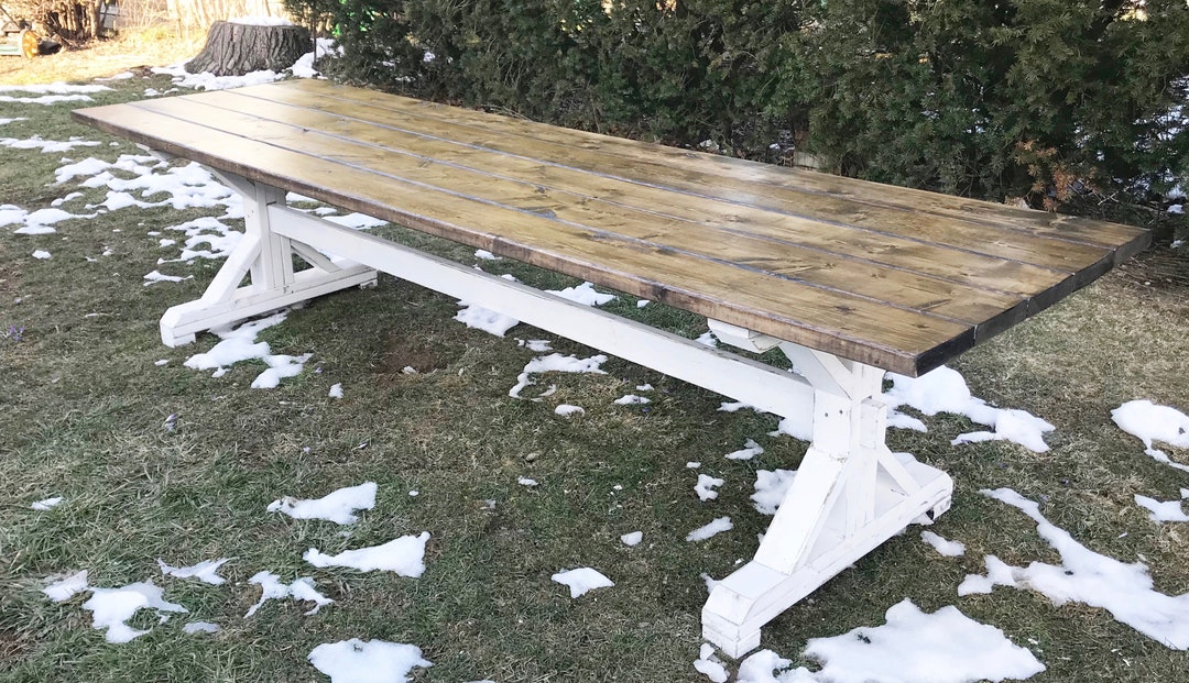 Distressed Farmhouse Table, Antique White Farm Table, Rustic Farm Table ...
