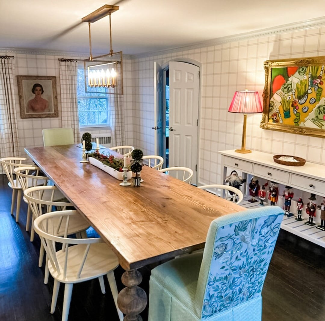 Custom Massive Modern Table, Chunky Balled Farmhouse Table, Turned Leg ...