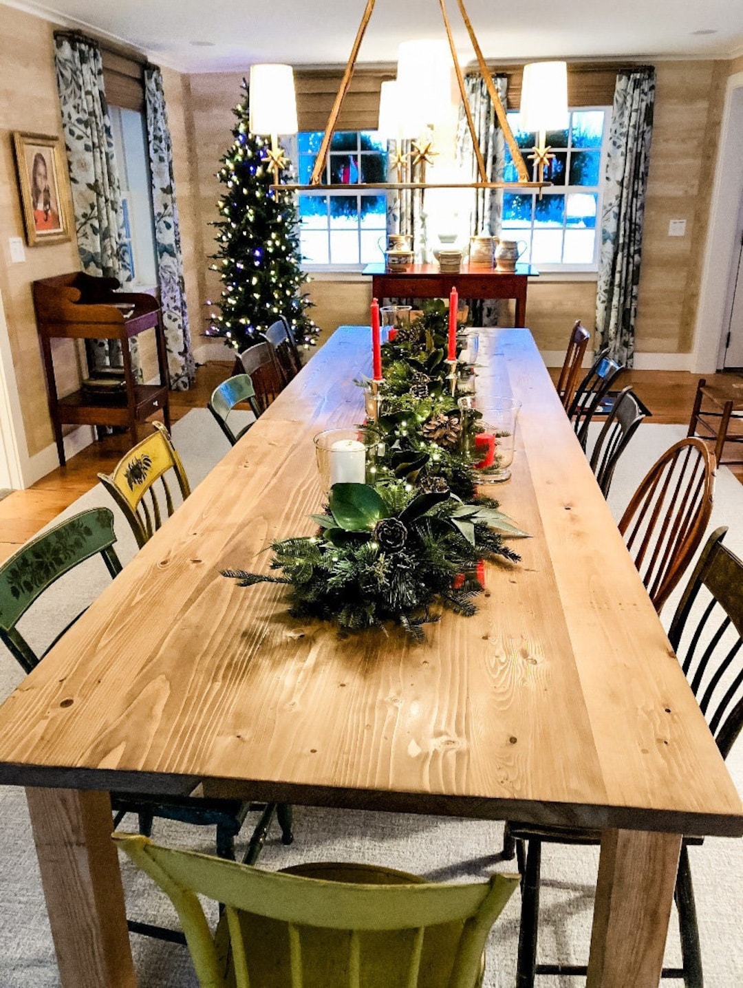 Custom Natural Farmhouse Table, Long Farm Table, Large Farm Table ...