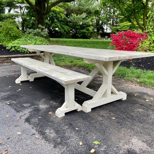 Whitewash Farmhouse Table, Shabby Chic Table, Distressed Farmhouse ...