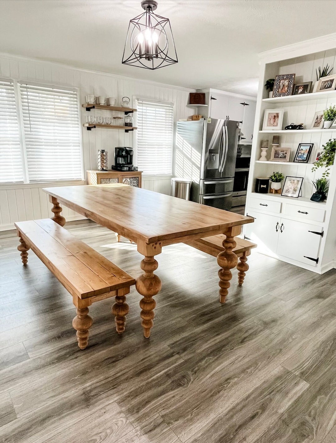 Custom Balled Turned Leg Table, Chunky Balled Farmhouse Table, Large ...