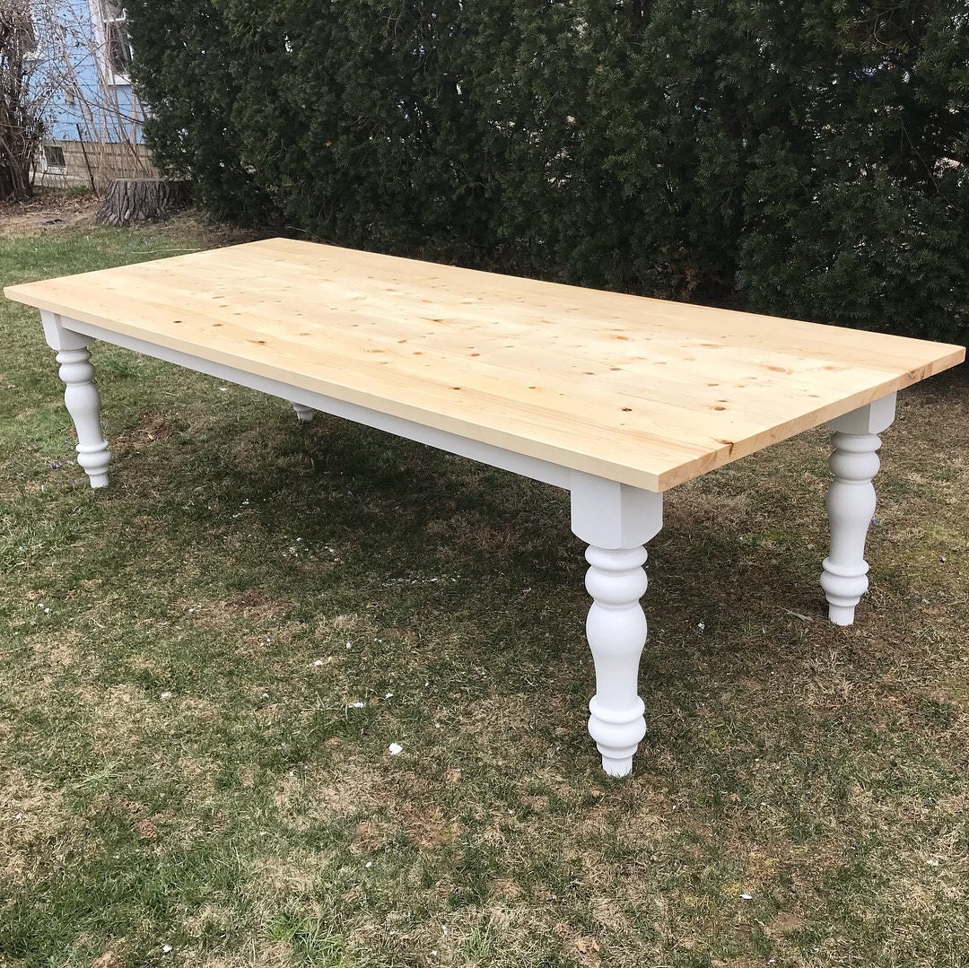 Large Farmhouse Table, Chunky Farm Table, Rustic Farm Table With Turned ...