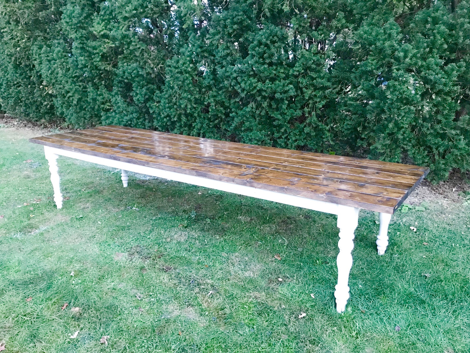 Large Farmhouse Table, Long Farm Table, Rustic Farm Table, Turned Legs ...