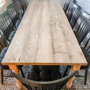 Natural Farmhouse Table, Long Farm Table, Custom Wood Table, Large ...