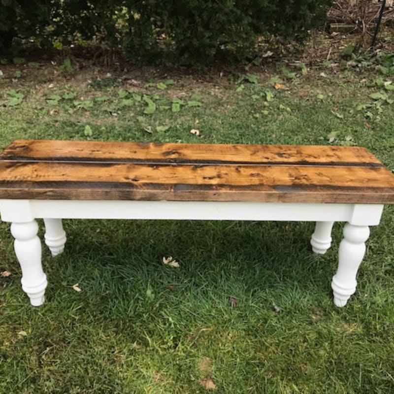 Long Rustic Wood Bench - Etsy