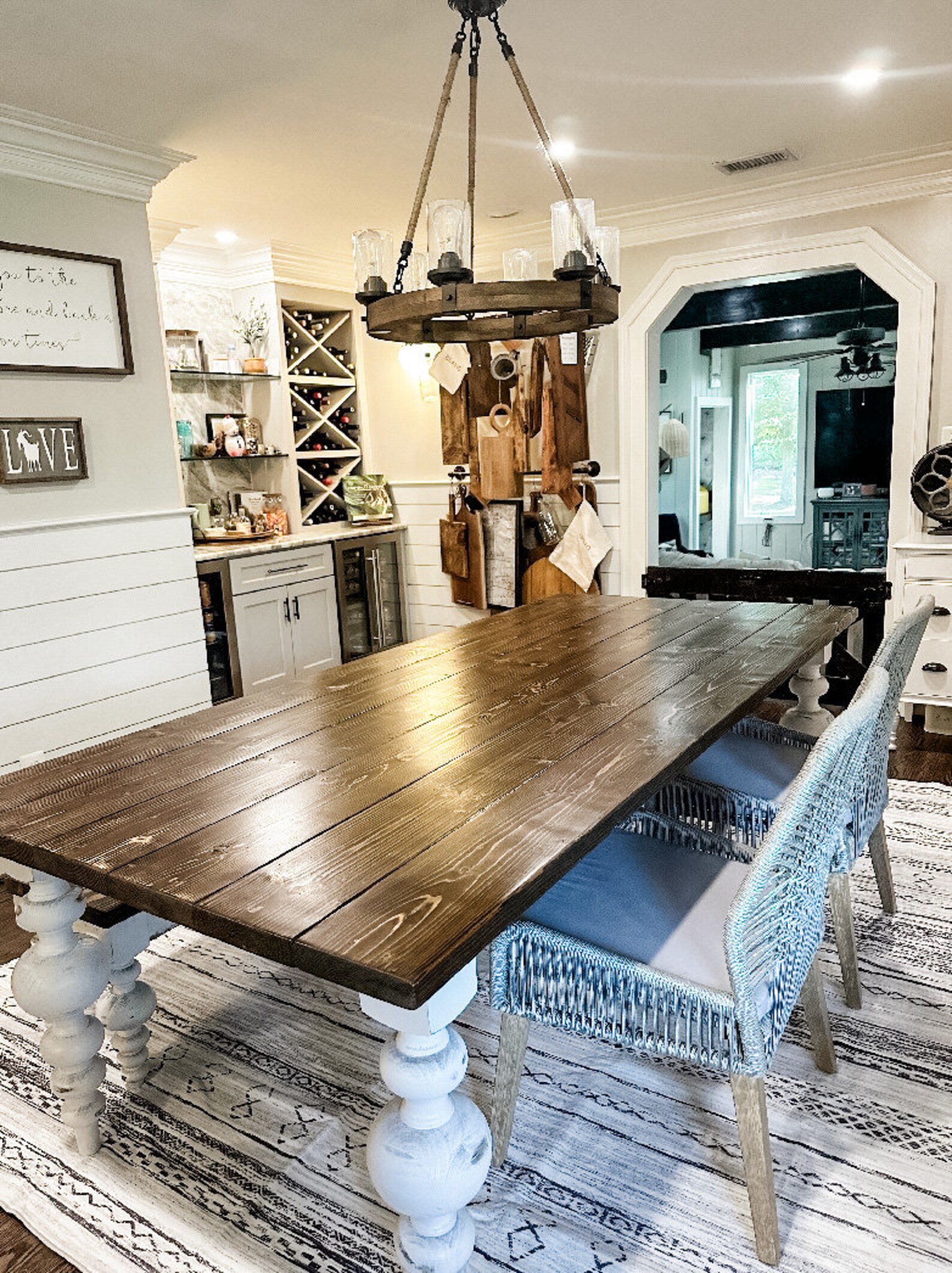 Chunky Balled Farmhouse Table, Modern Balled Table, Large Turned Leg ...