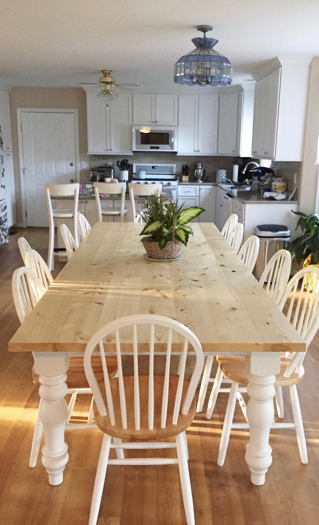 Large Farmhouse Table, Custom Farm Table With Turned Legs, Wooden Farm ...