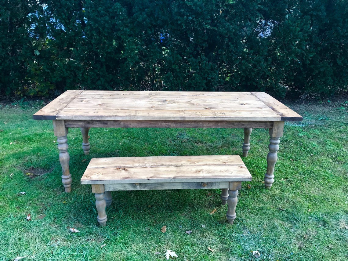 Rustic Farm Table Chunky Leg Farm Table Turned Legs Farm | Etsy