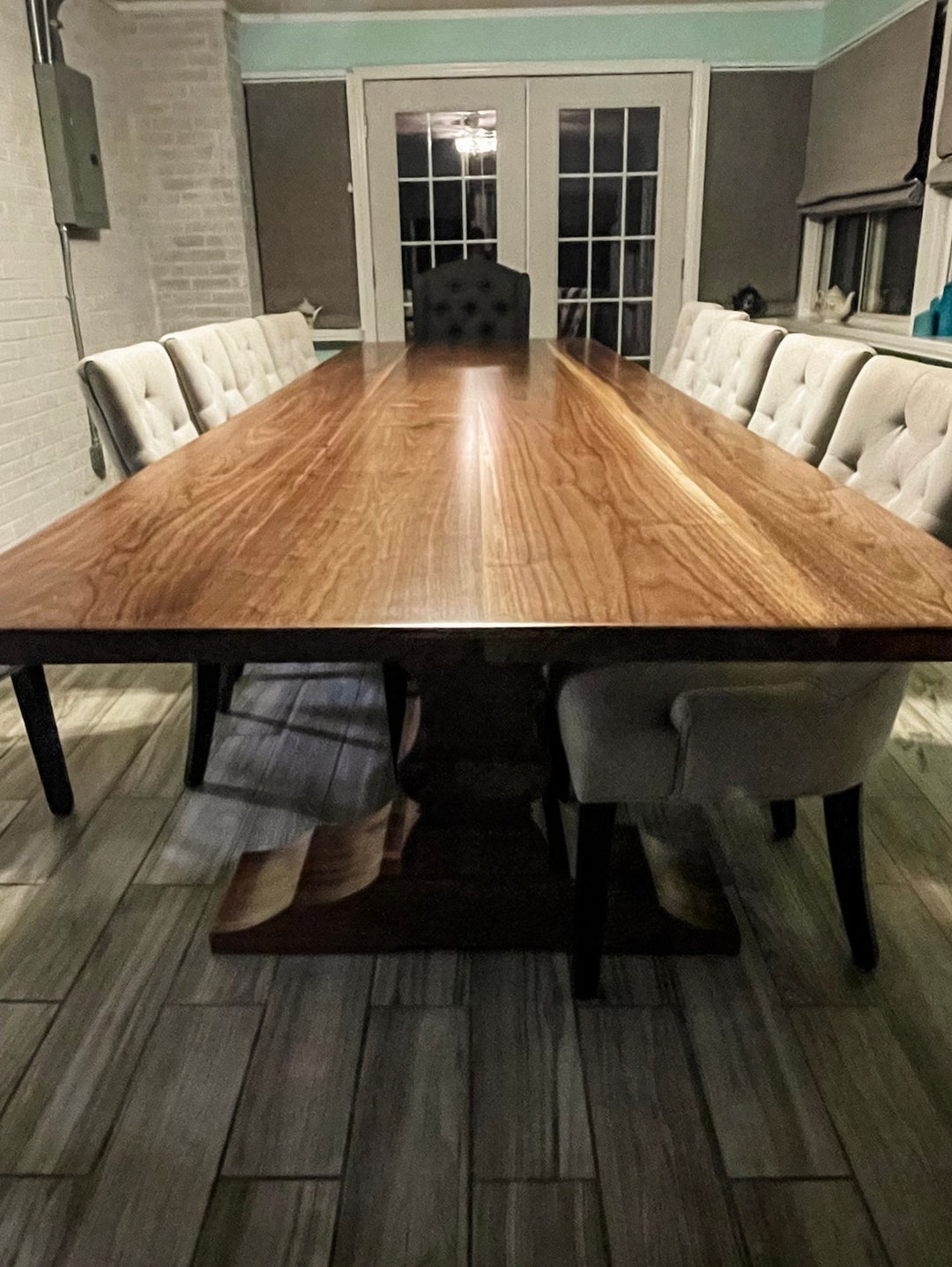 Large Walnut Dining Table, Black Walnut Table, Walnut Pedestal Table ...