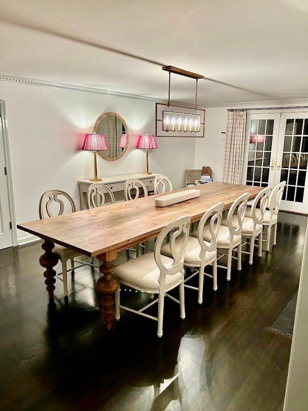 Chunky Balled Farmhouse Table, Large Turned Leg Table, Large Wood ...