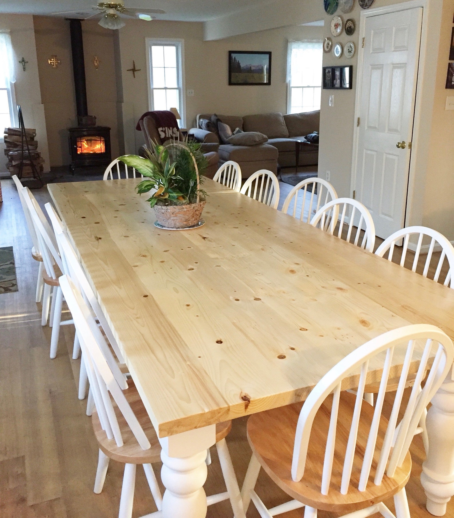 Large Farmhouse Table Custom Farm Table With Turned Legs - Etsy