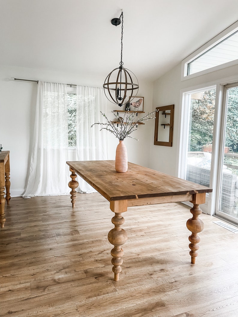 Large Turned Leg Table, Chunky Balled Farmhouse Table, Massive Modern ...