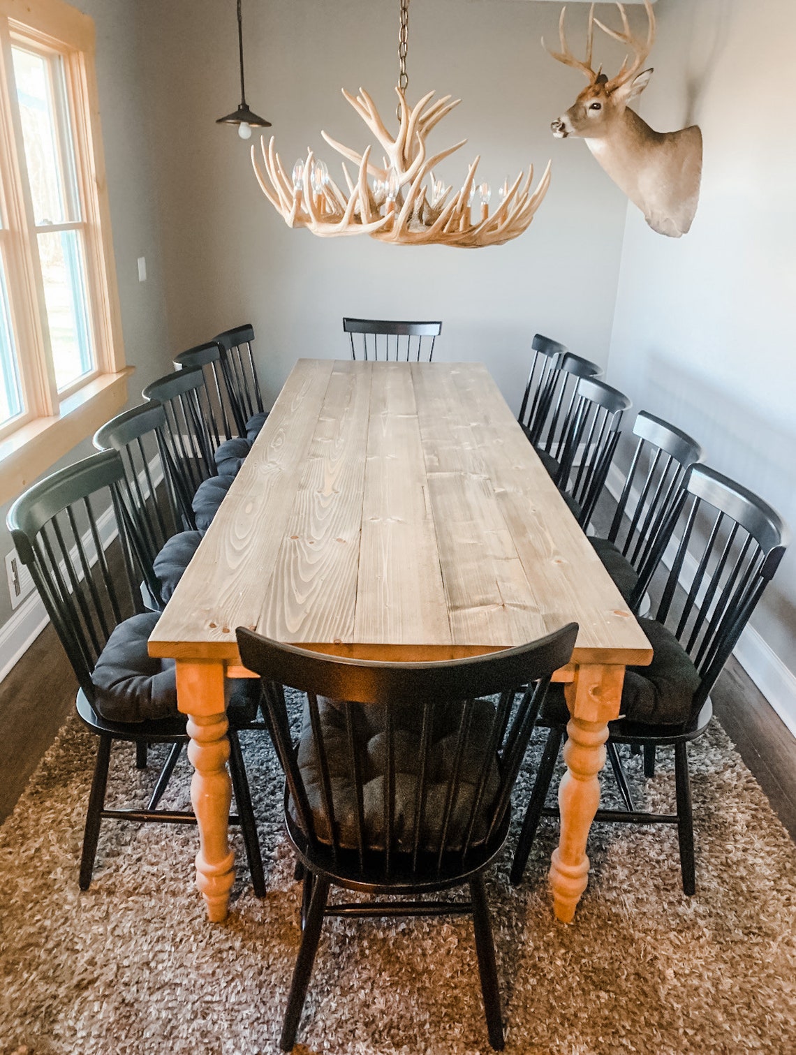 Natural Farmhouse Table Long Farm Table Custom Wood Table - Etsy