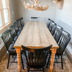 Natural Farmhouse Table, Long Farm Table, Custom Wood Table, Large ...