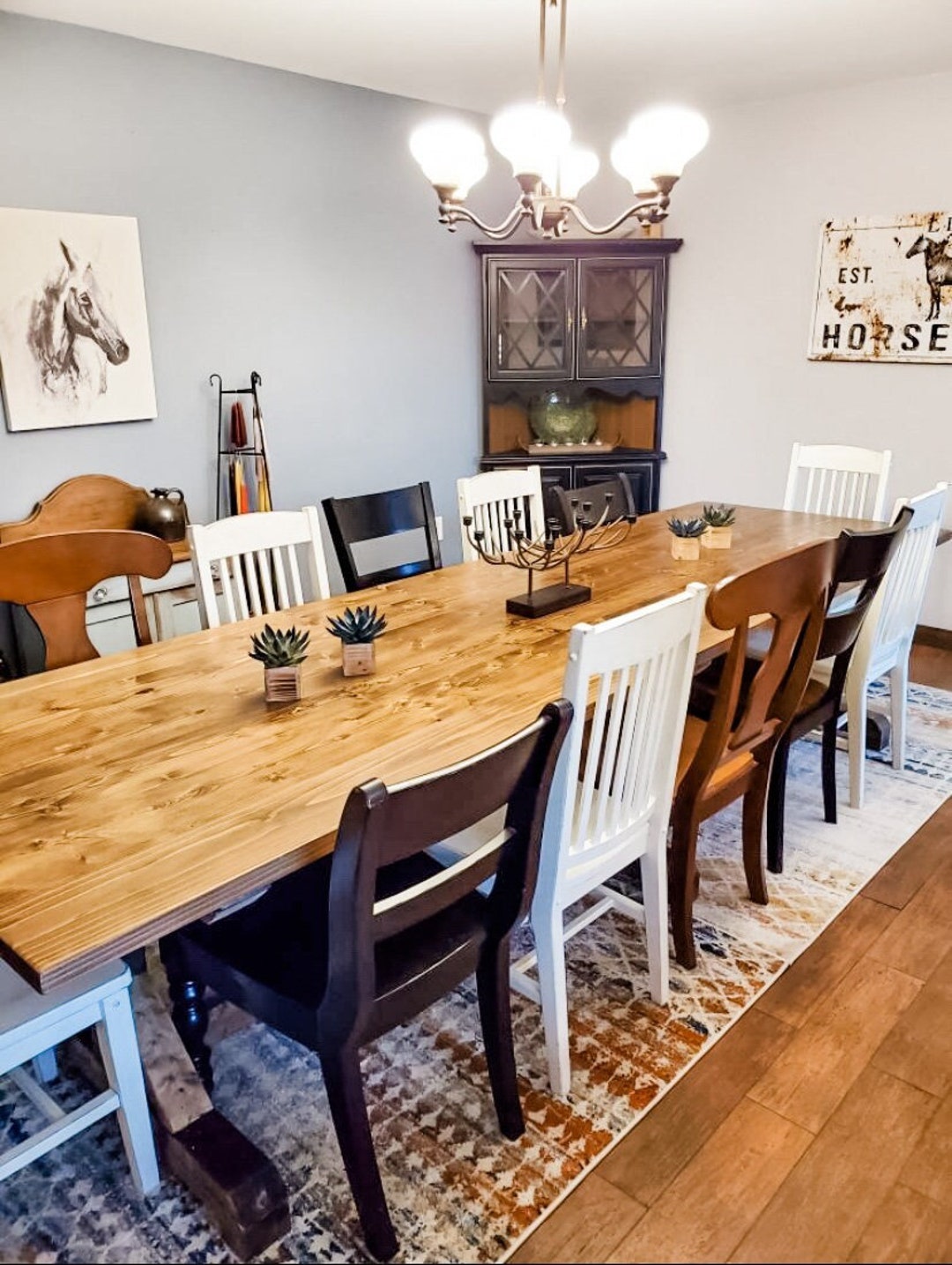 Natural Large Farmhouse Table, Long Farmhouse Table, Kitchen Table ...